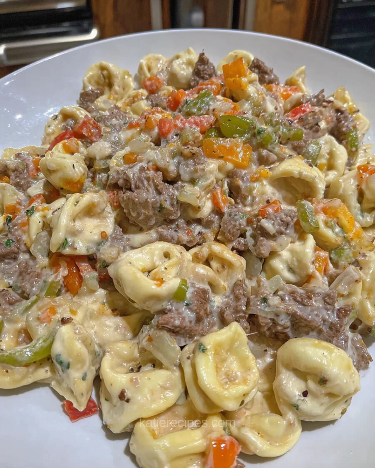 Cheesy Philly Steak Tortellini Skillet - Katie Recipes